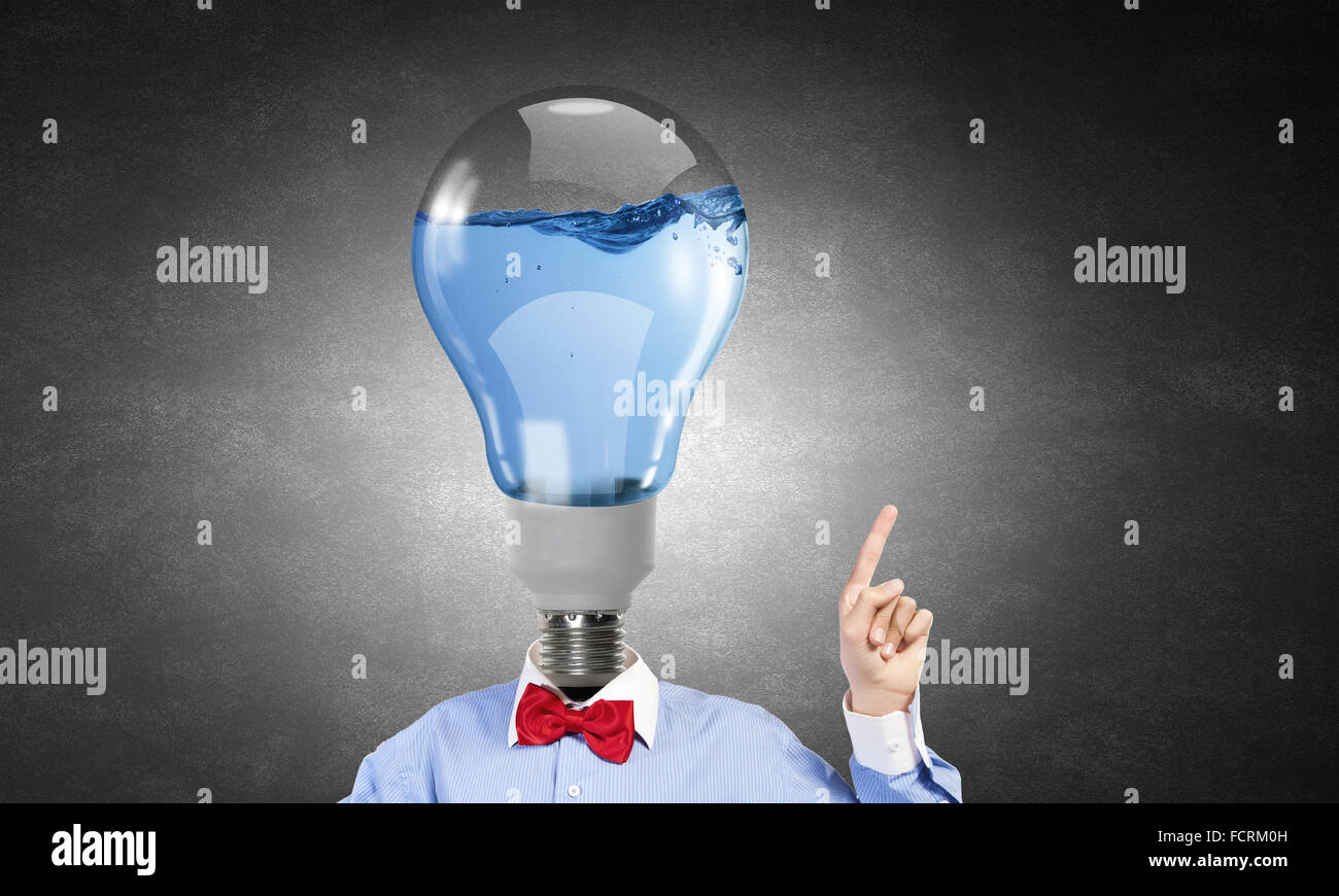 Headless man with light bulb instead of head Stock Photo - Alamy