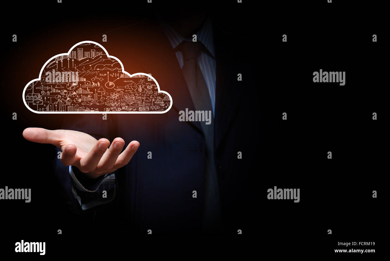 Businessman hand holding cloud computing concept in palm Stock Photo ...