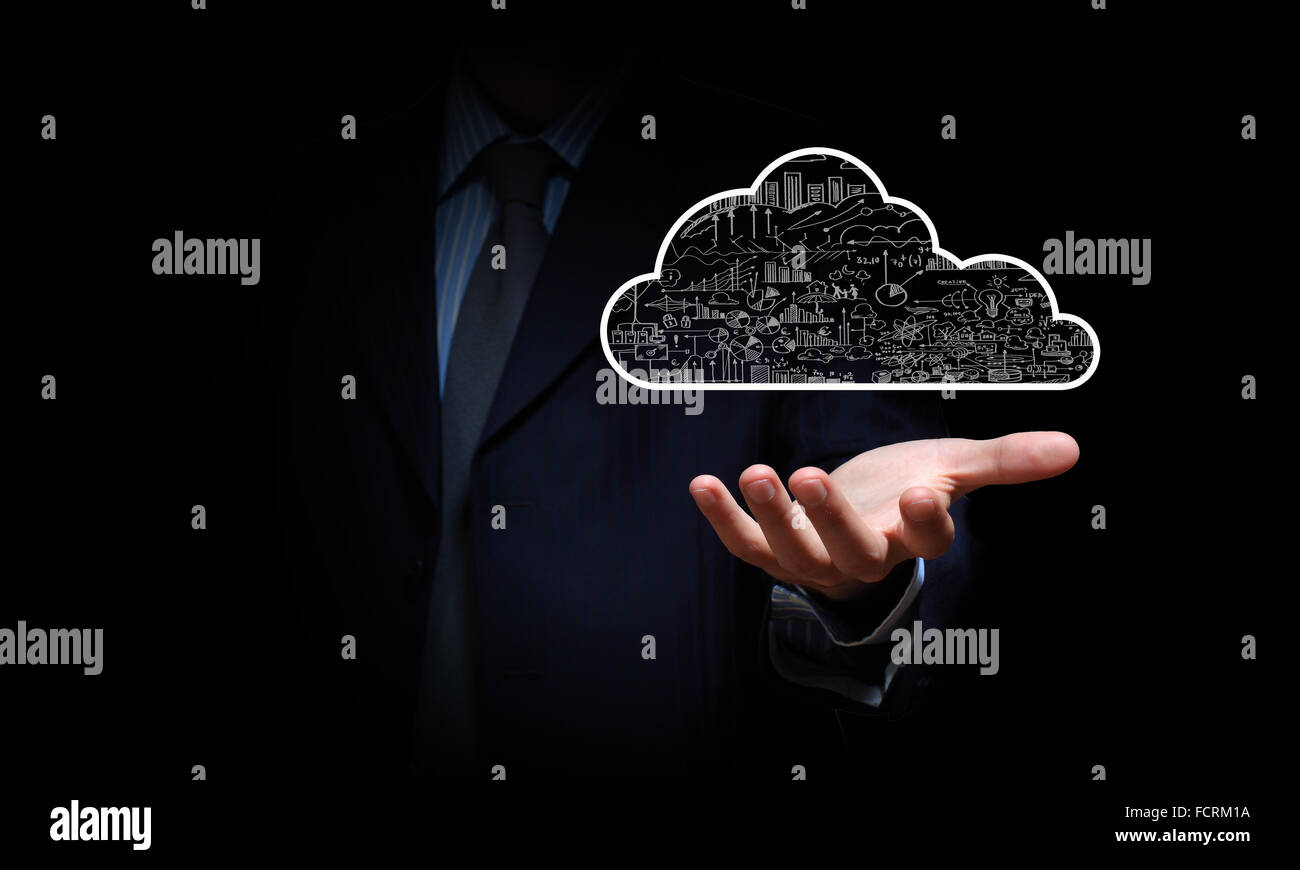 Businessman hand holding cloud computing concept in palm Stock Photo ...