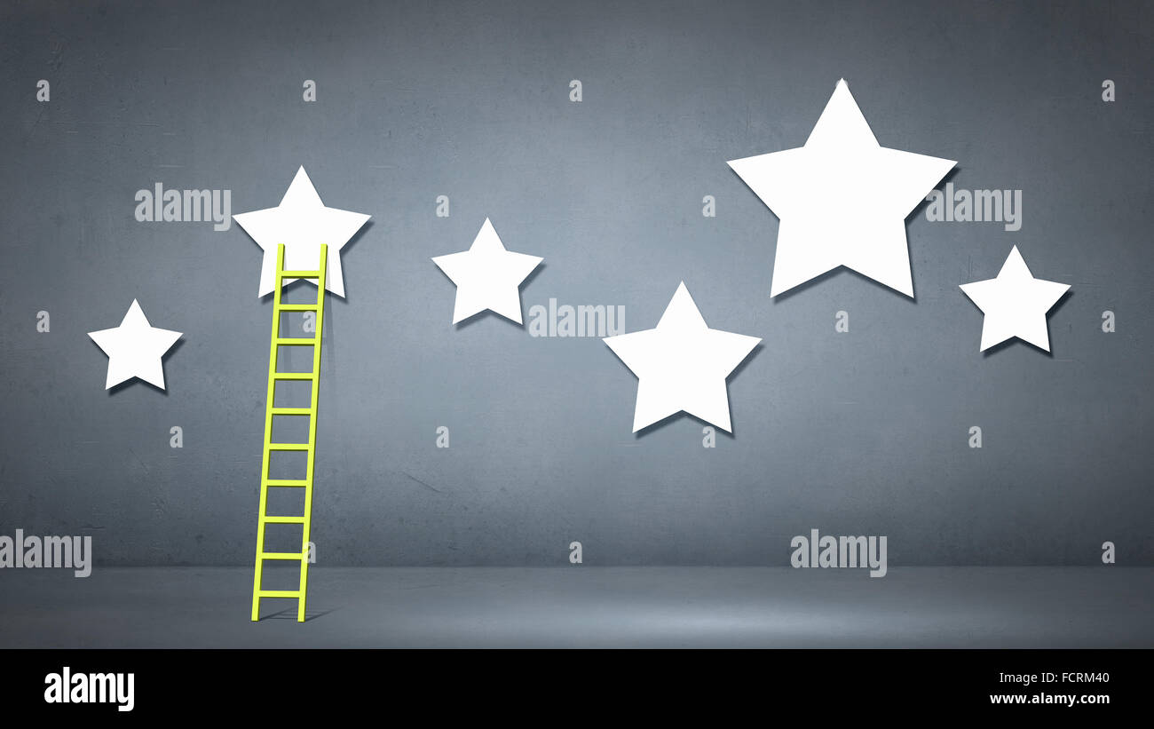 Conceptual designed image with ladder to stars Stock Photo - Alamy