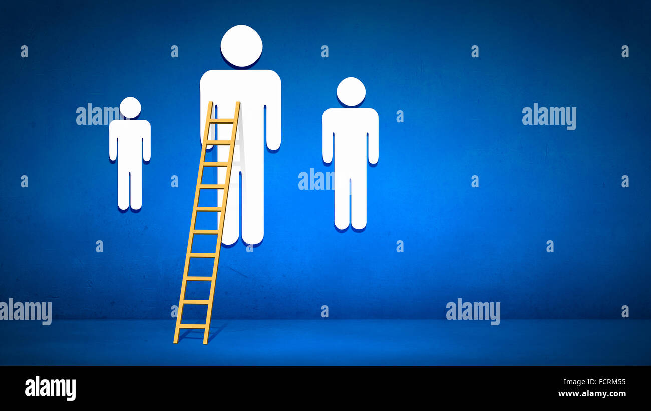 Conceptual image with ladder leading to people figures Stock Photo - Alamy