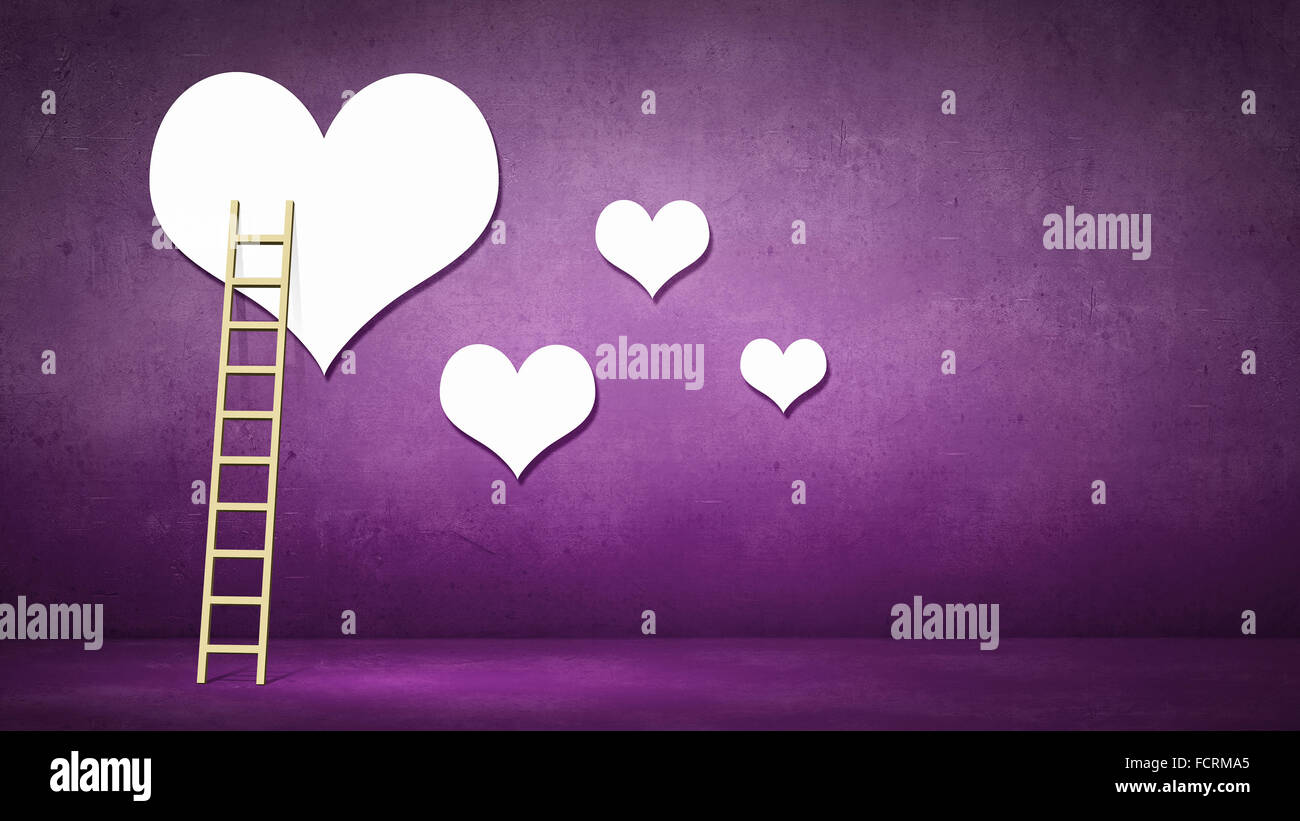 Conceptual image of ladder leading to a heart Stock Photo - Alamy