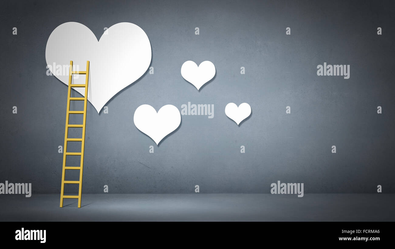 Conceptual image of ladder leading to a heart Stock Photo - Alamy