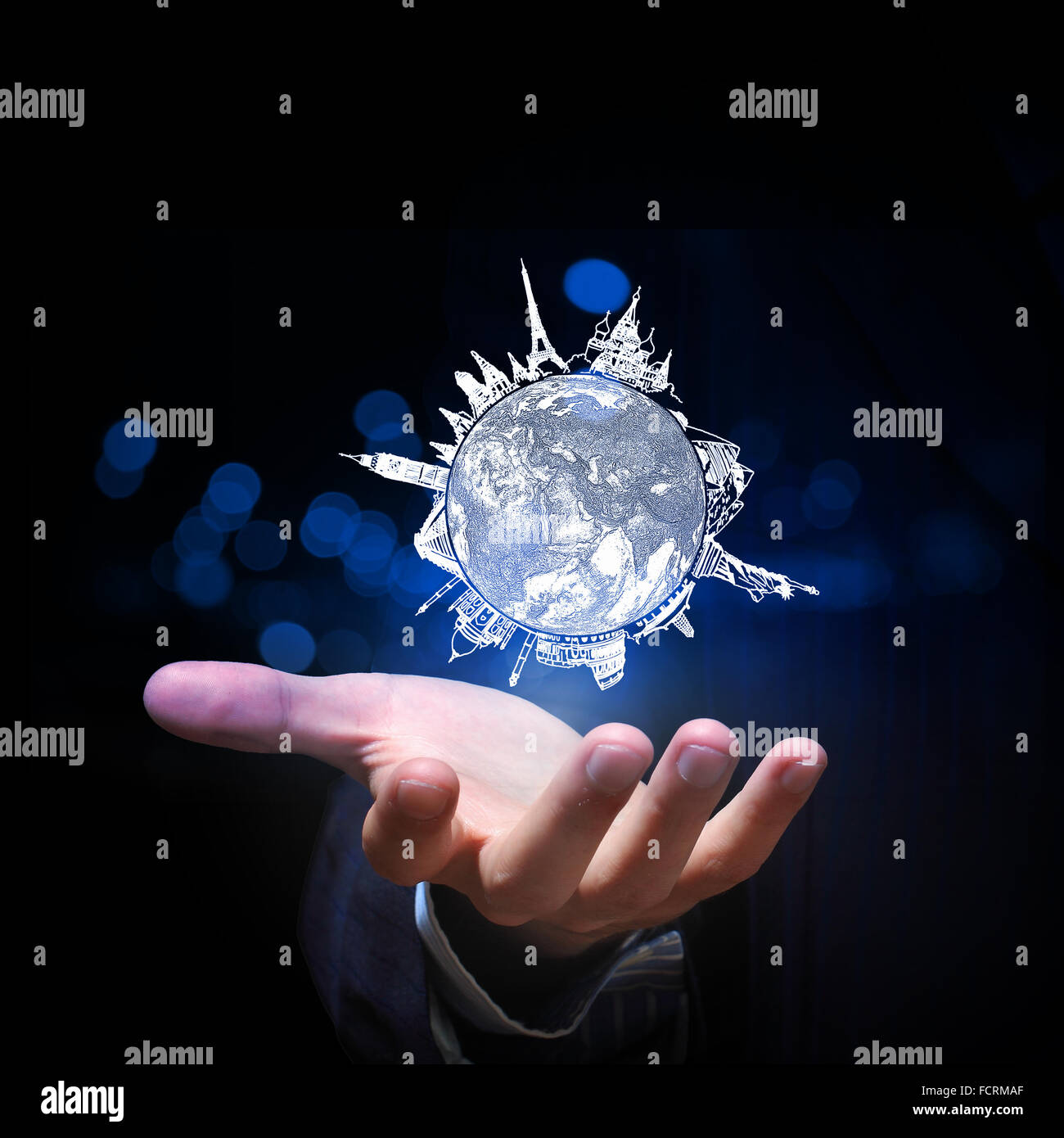 Businessman hand showing visiting different countries concept Stock ...