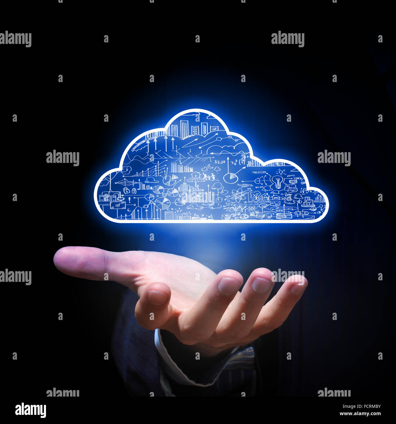 Businessman hand holding cloud computing concept in palm Stock Photo ...
