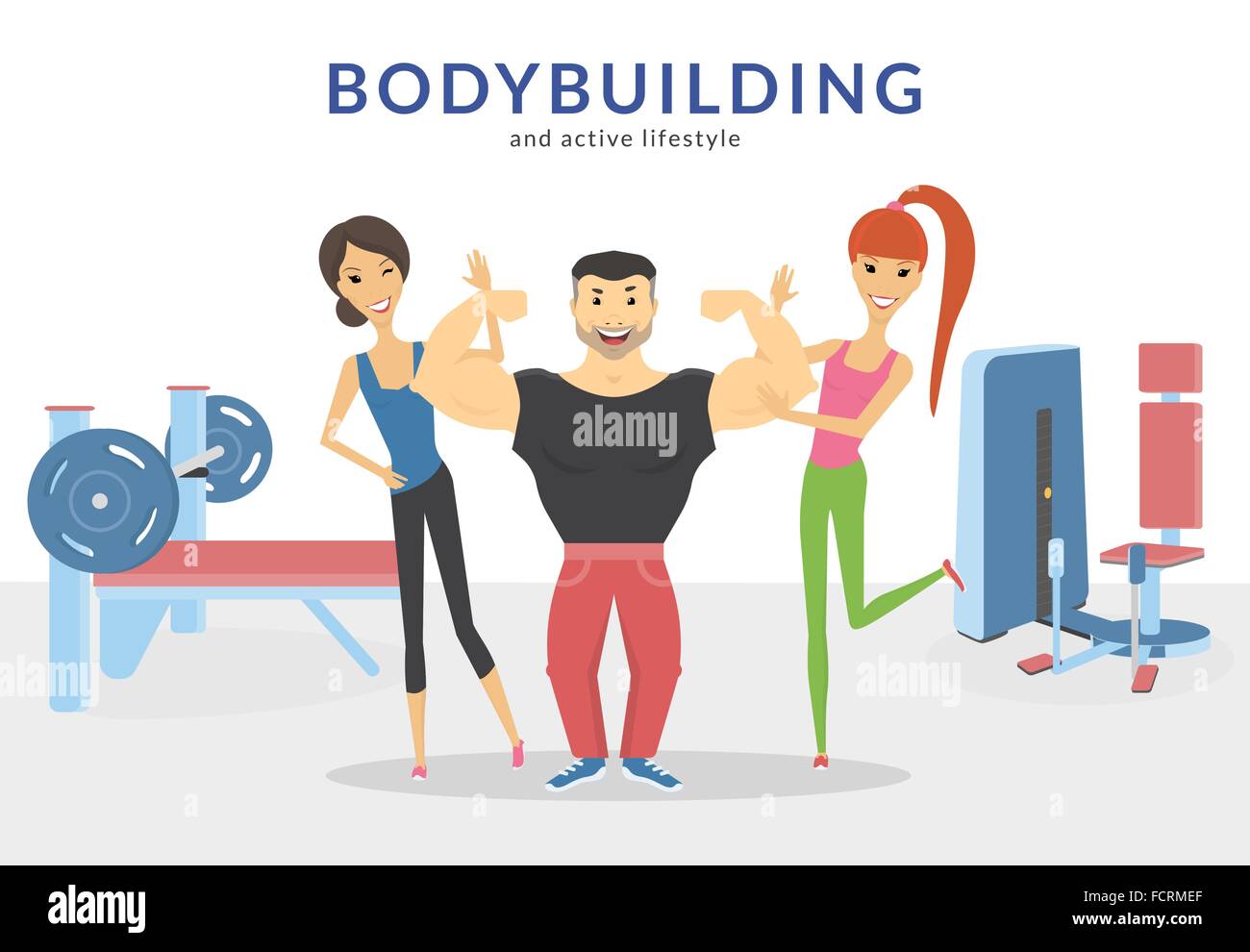 Woman, Bodybuilder And Pose Stock Vector Images - Alamy