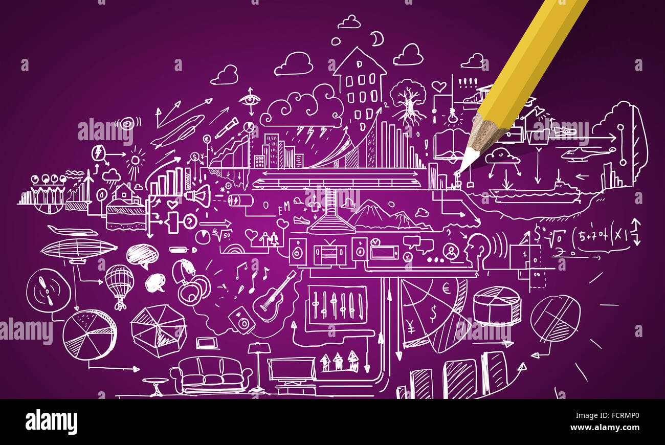 Planning concept with pencil drawing business strategy sketches Stock ...