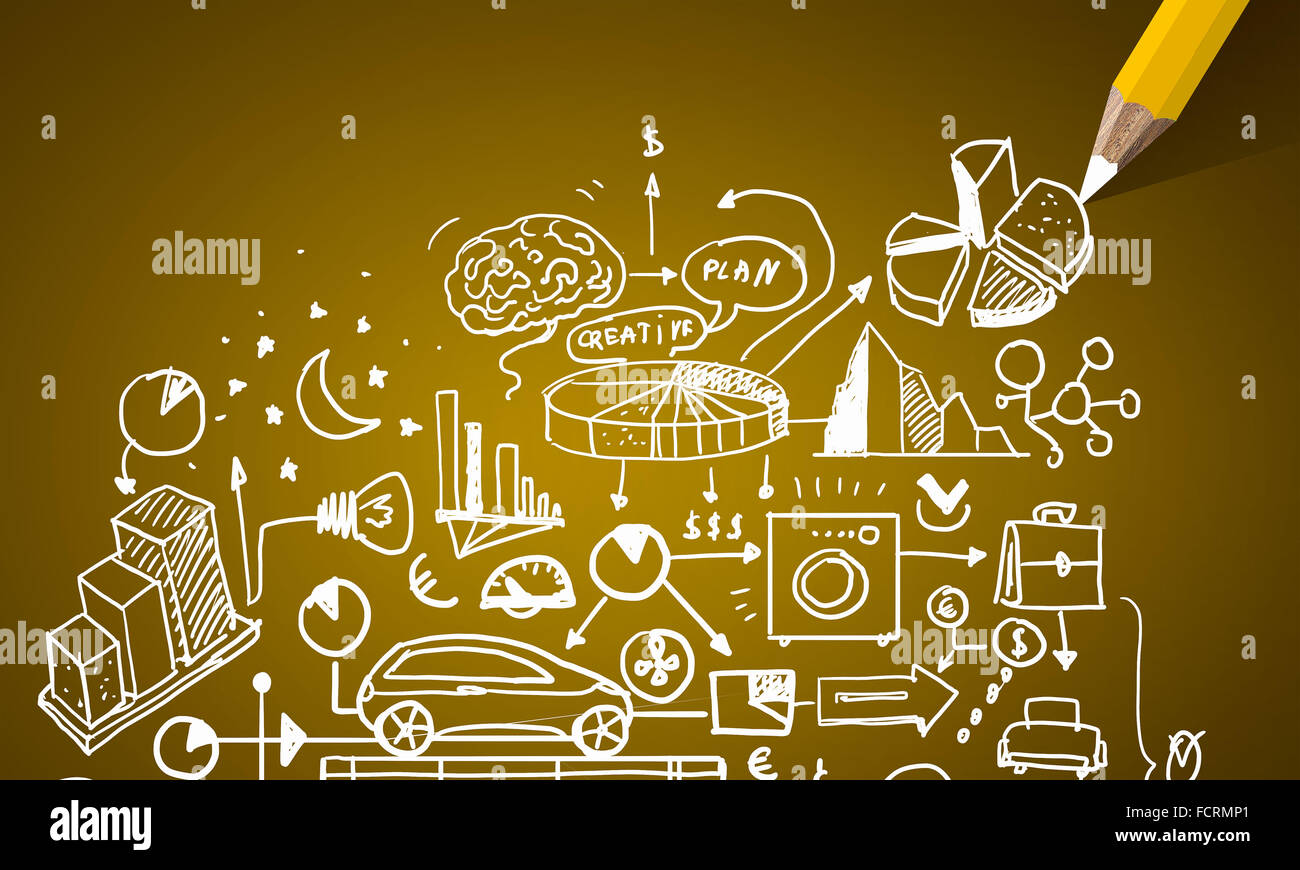 Planning concept with pencil drawing business strategy sketches Stock ...