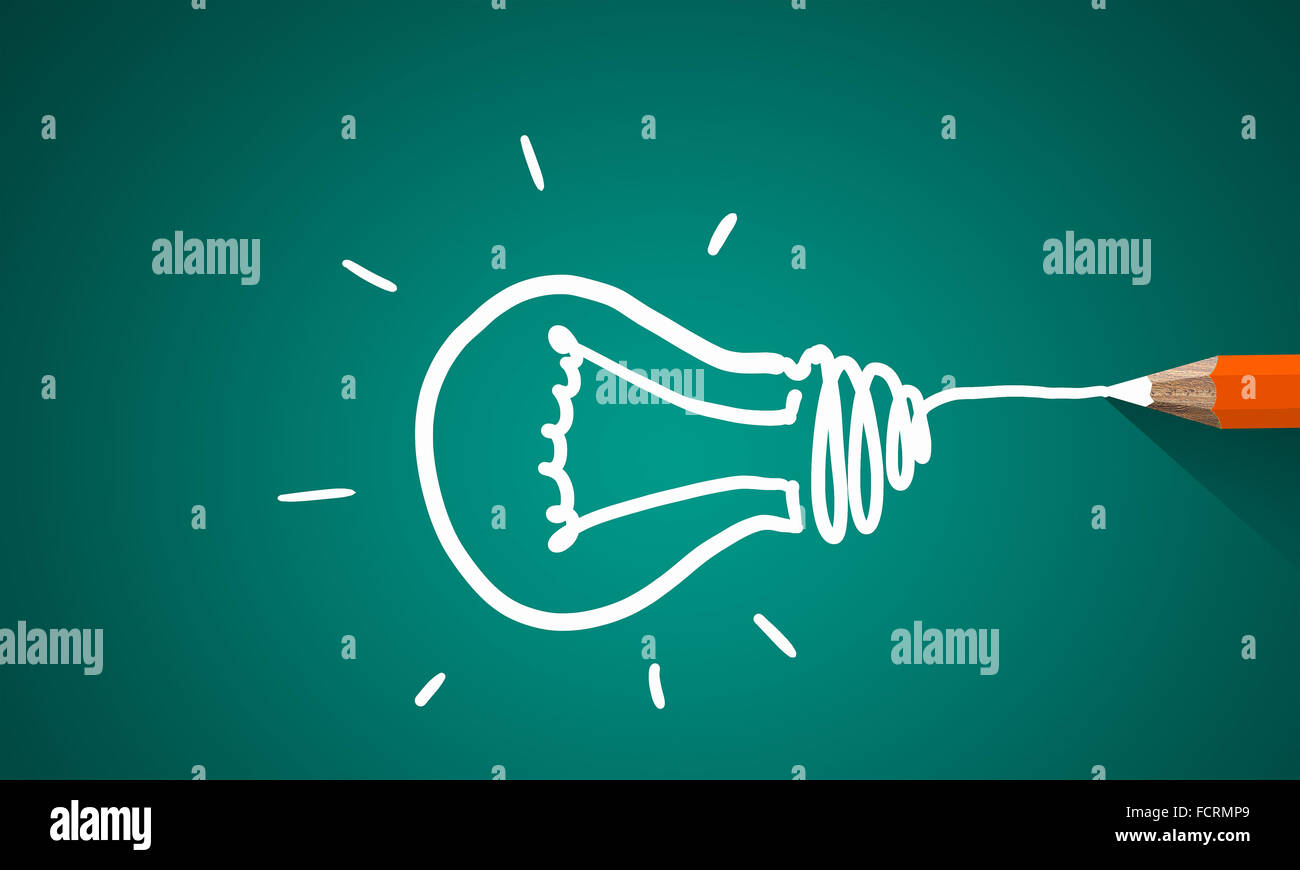 Idae concept image with pencil drawing light bulb Stock Photo - Alamy