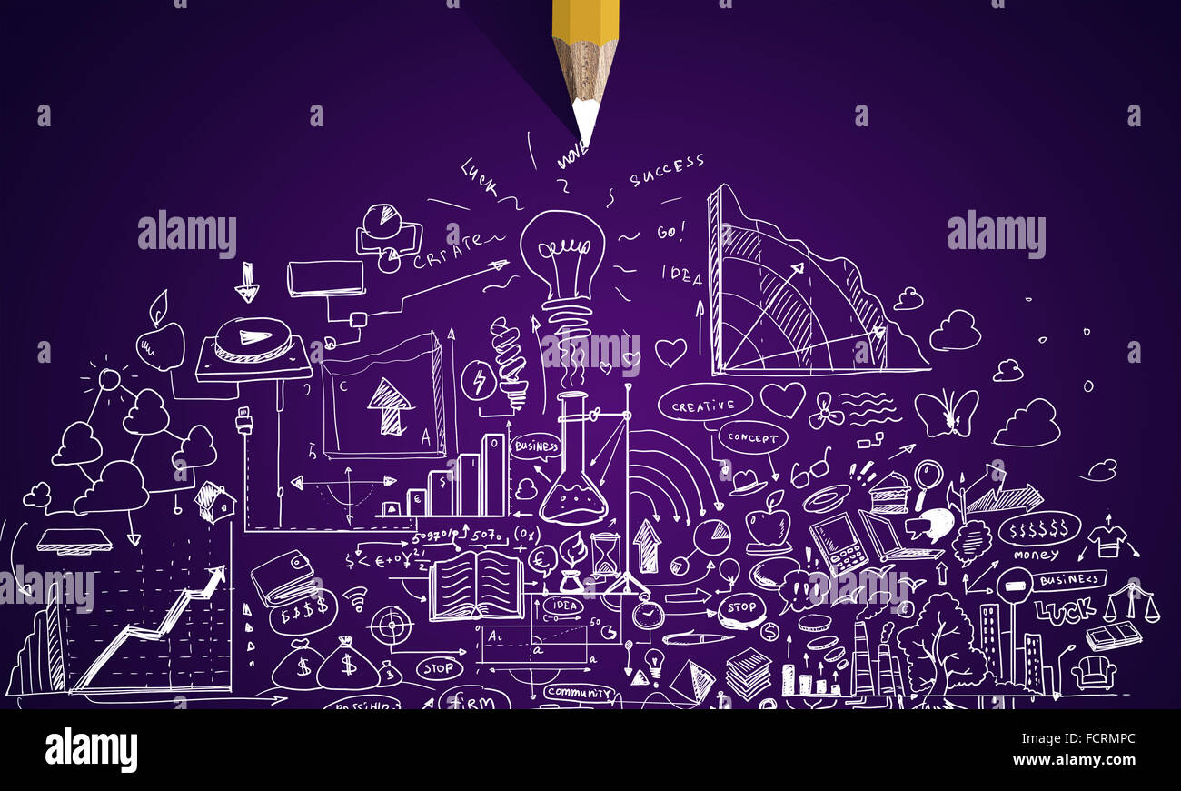 Planning concept with pencil drawing business strategy sketches Stock ...