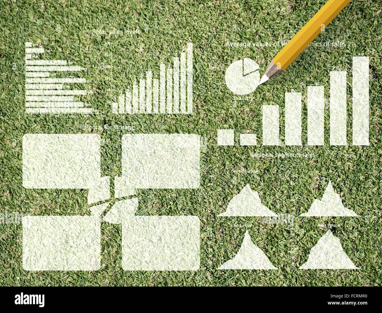Market concept with pencil drawing graphs and diagrams Stock Photo - Alamy