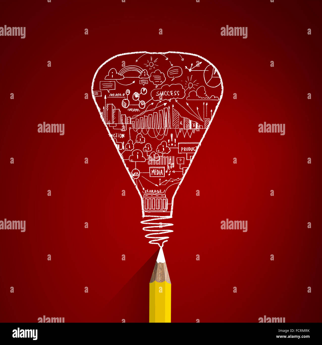 Idae concept image with pencil drawing light bulb Stock Photo - Alamy