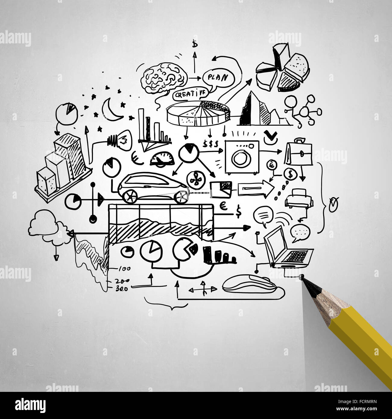 Planning concept with pencil drawing business strategy sketches Stock ...