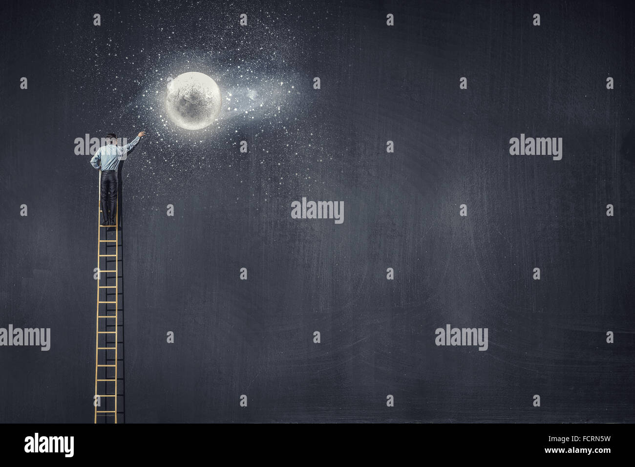 People climbing ladder reach top hi-res stock photography and images ...