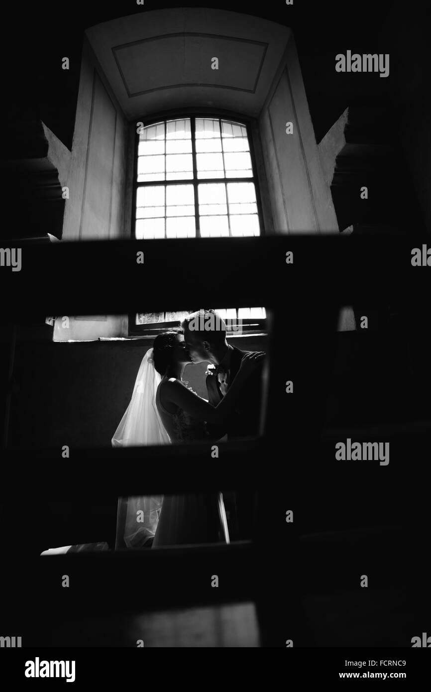 Couple silhouette window Black and White Stock Photos & Images - Alamy