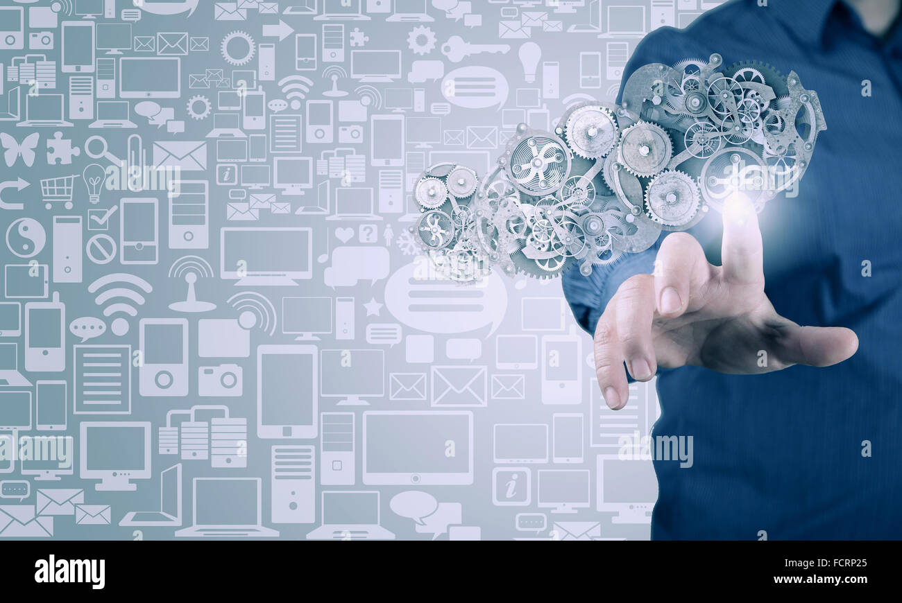 Close businessman touching gear mechanism hi-res stock photography and ...