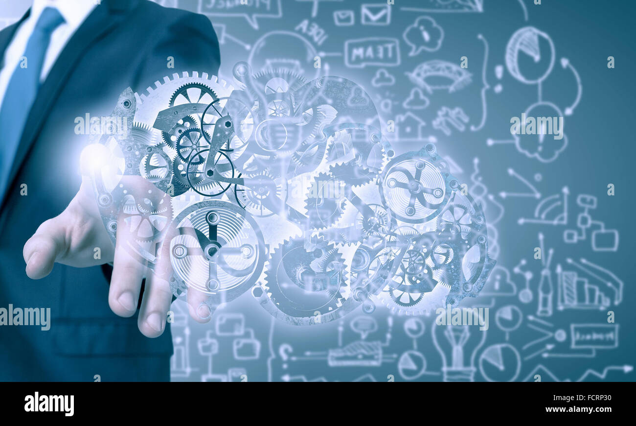 Close businessman touching gear mechanism hi-res stock photography and ...
