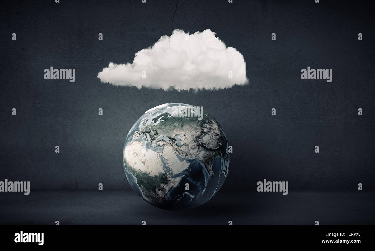 Computing concept with Earth planet and cloud. Elements of this image ...