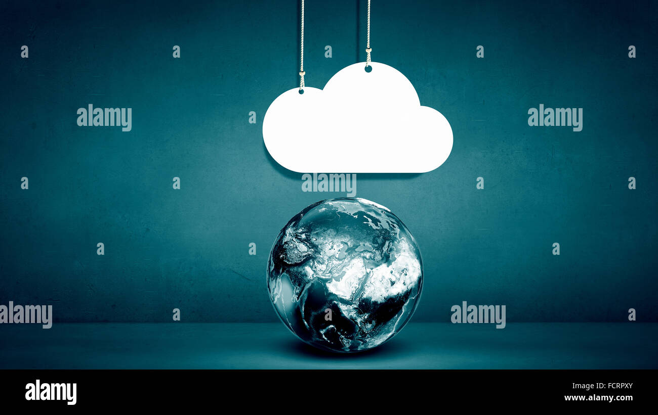 Computing concept with Earth planet and cloud. Elements of this image ...