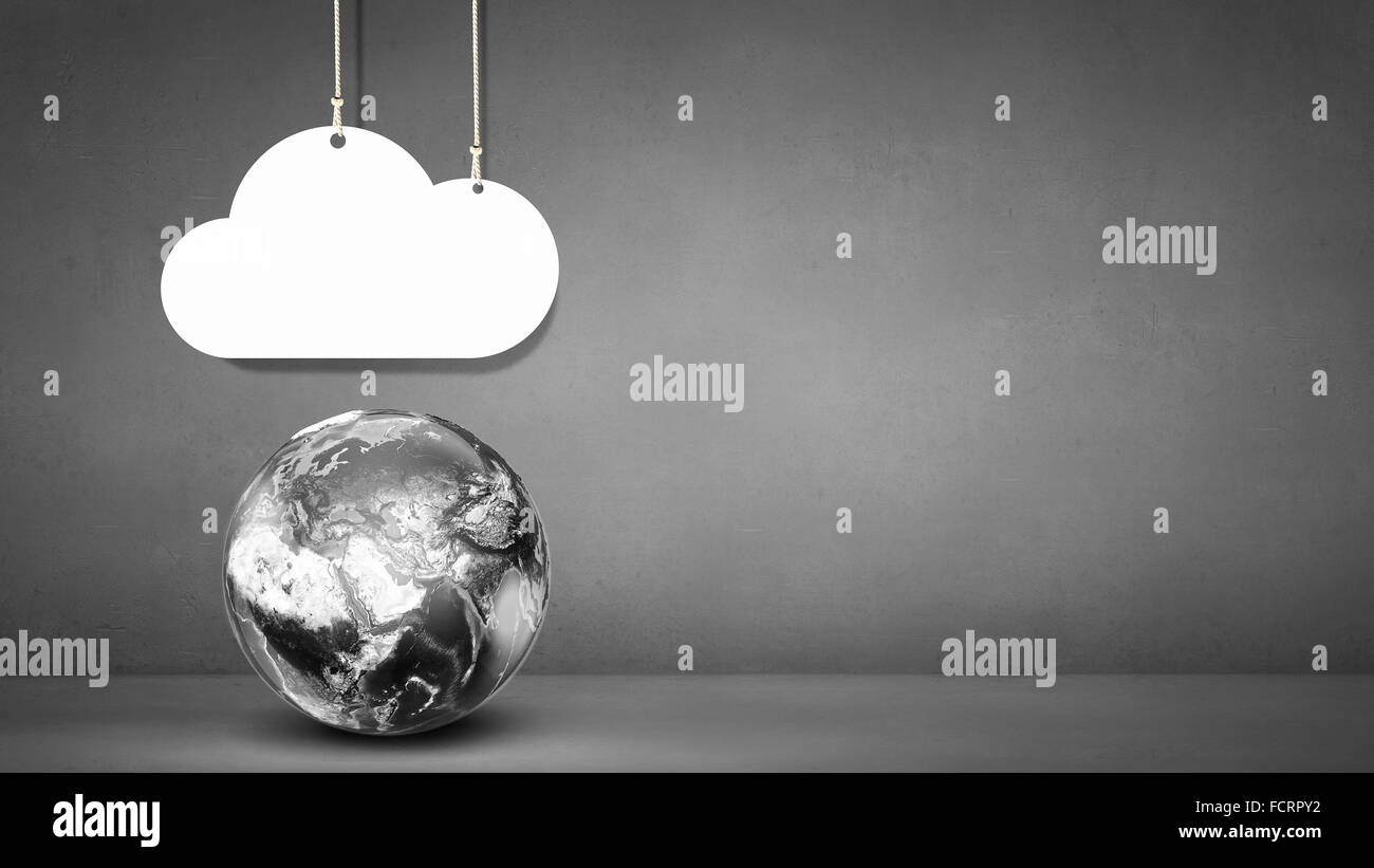 Computing concept with Earth planet and cloud. Elements of this image ...