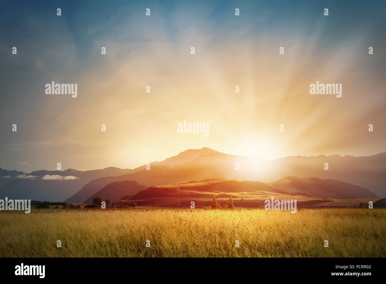 Natural landscape and sun rising at skyline Stock Photo - Alamy