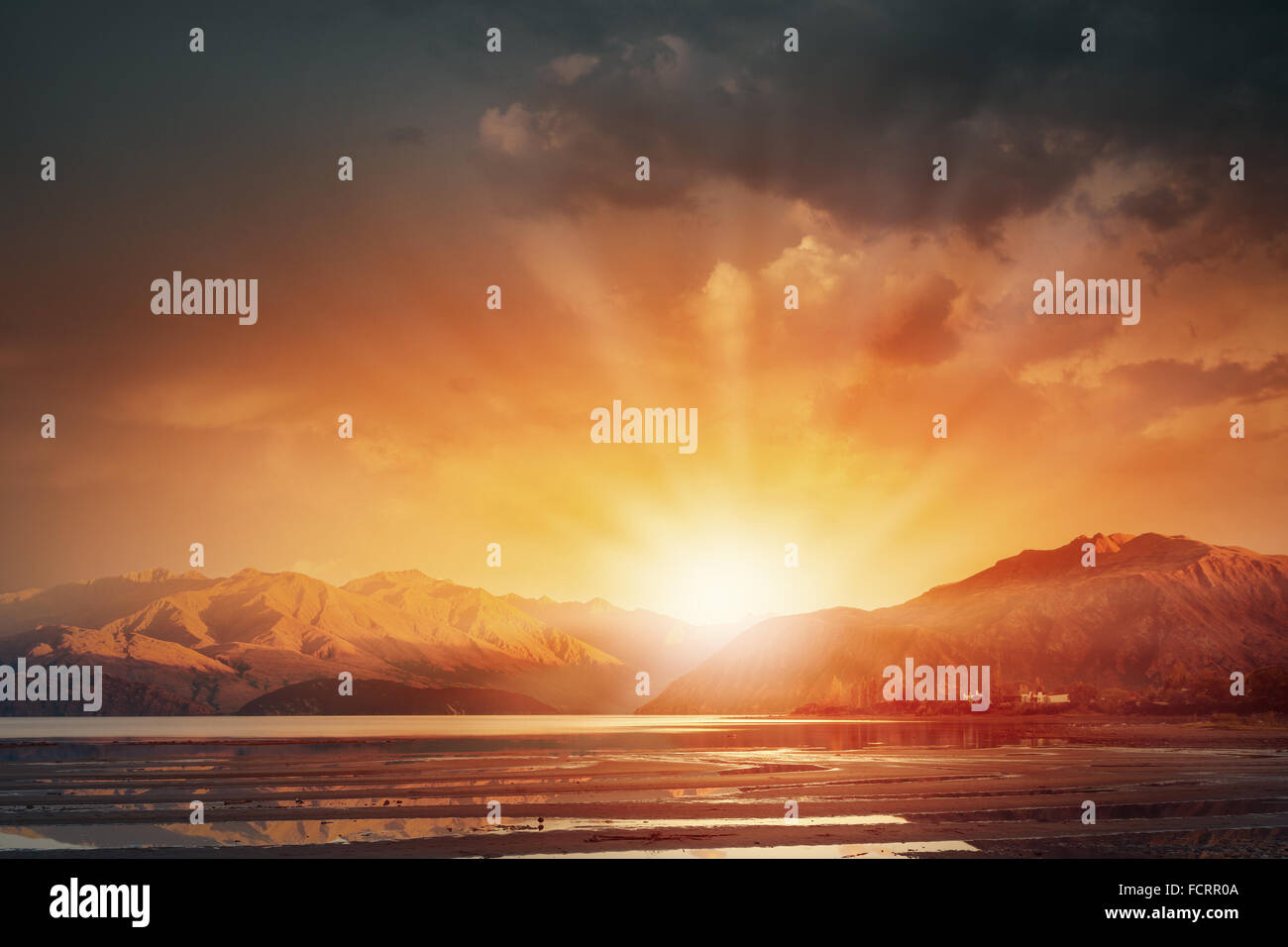 Natural landscape and sun rising at skyline Stock Photo - Alamy