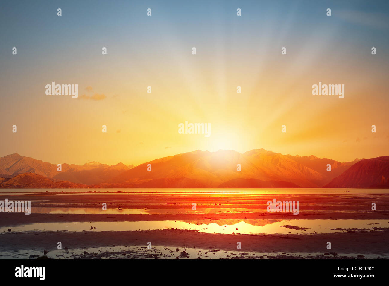 Natural landscape and sun rising at skyline Stock Photo - Alamy