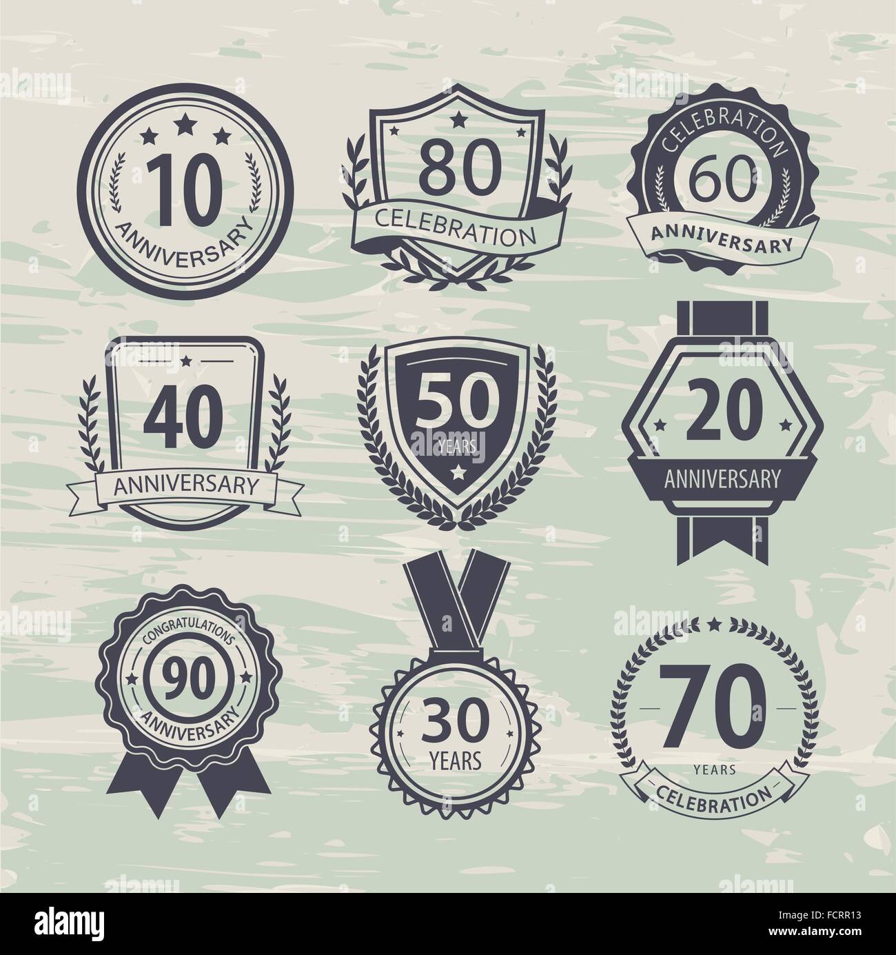Anniversary sign collection, retro design Stock Vector Image & Art - Alamy