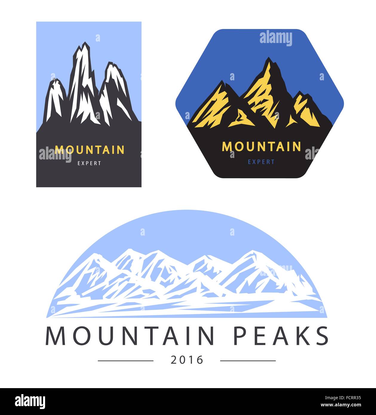 Mountain adventure and expedition vector logo labels Stock Vector Image ...
