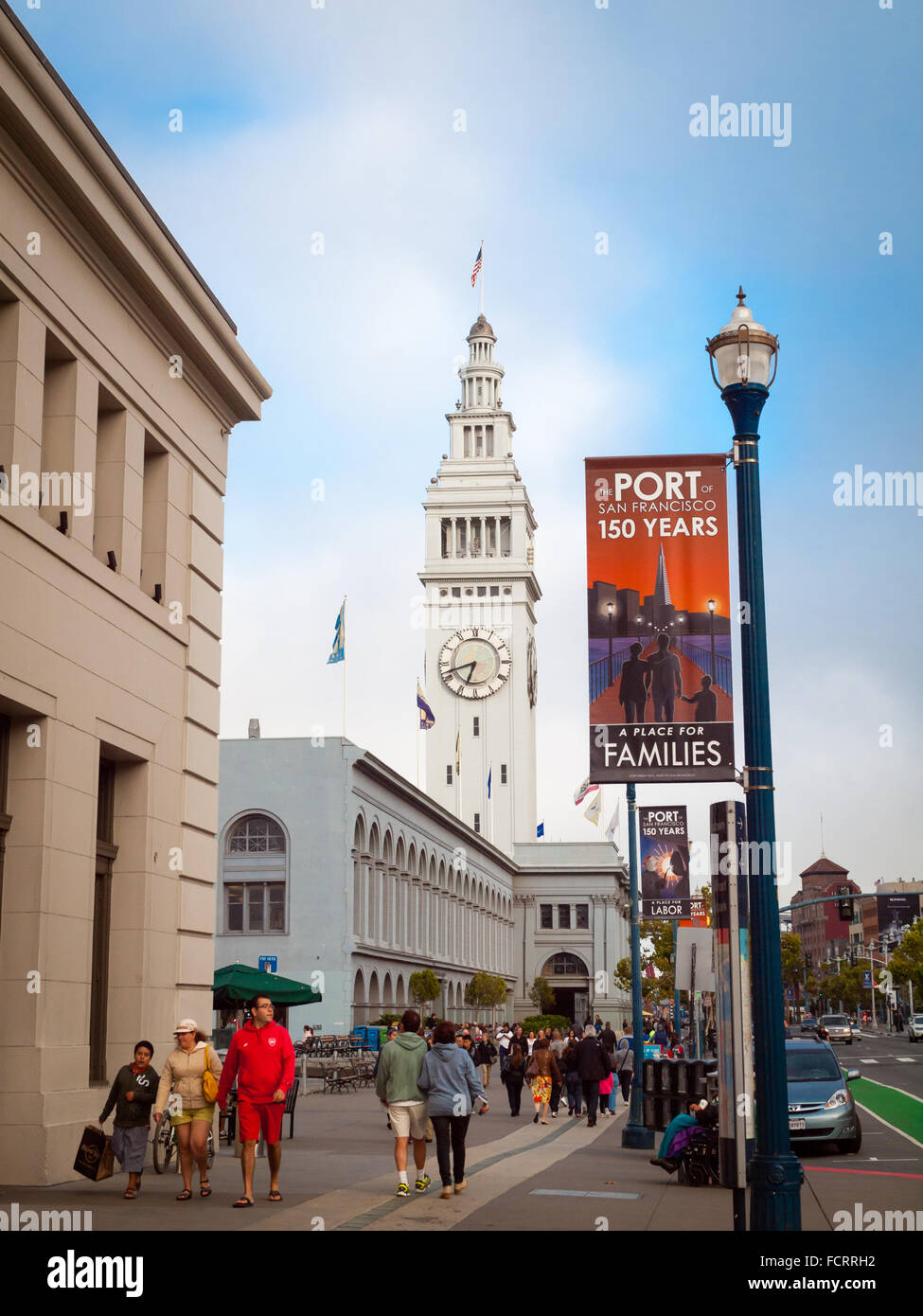 A view of the clock tower of the San Francisco Ferry Building, as seen ...