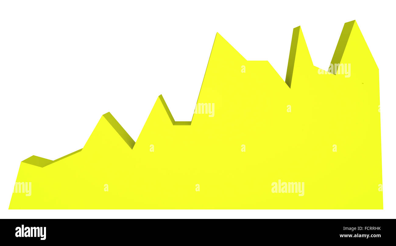 3d yellow graph on white background. Abstract chart Stock Photo - Alamy