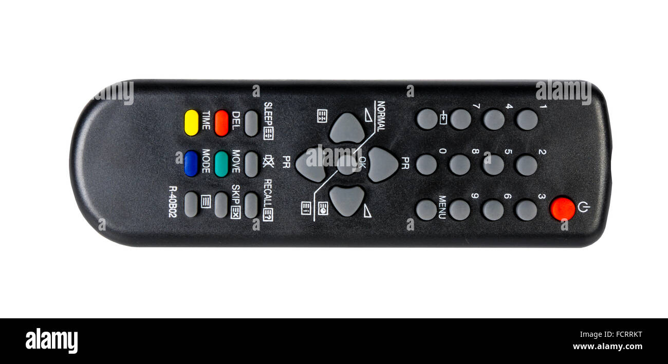 TV remote control isolated on white background Stock Photo - Alamy
