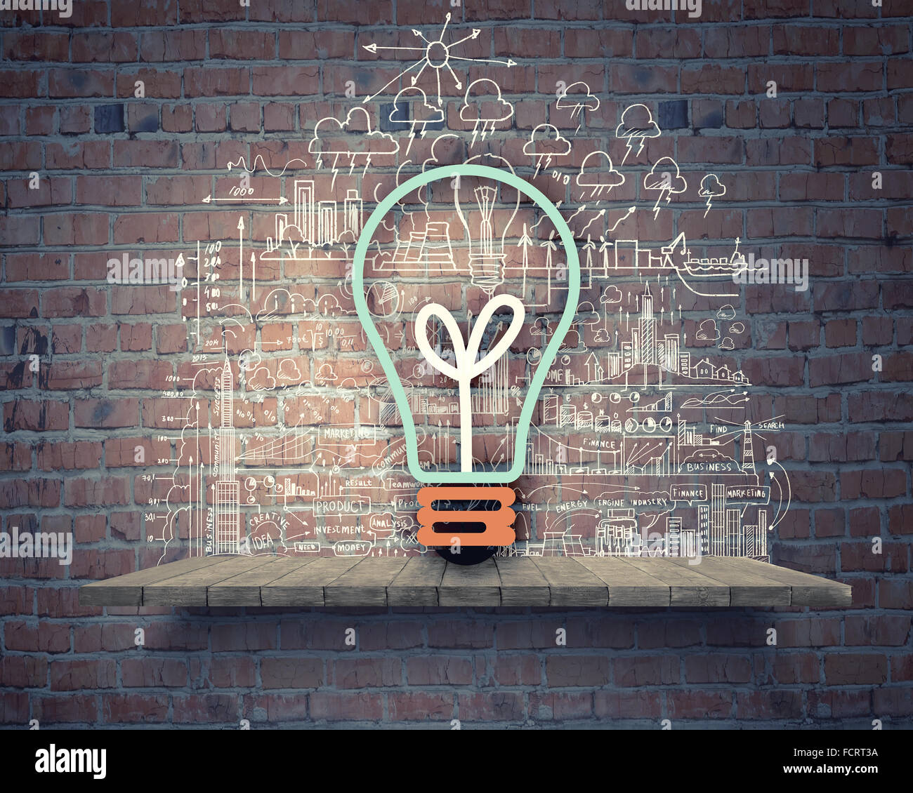 Light bulb and drawing business strategy at background Stock Photo - Alamy
