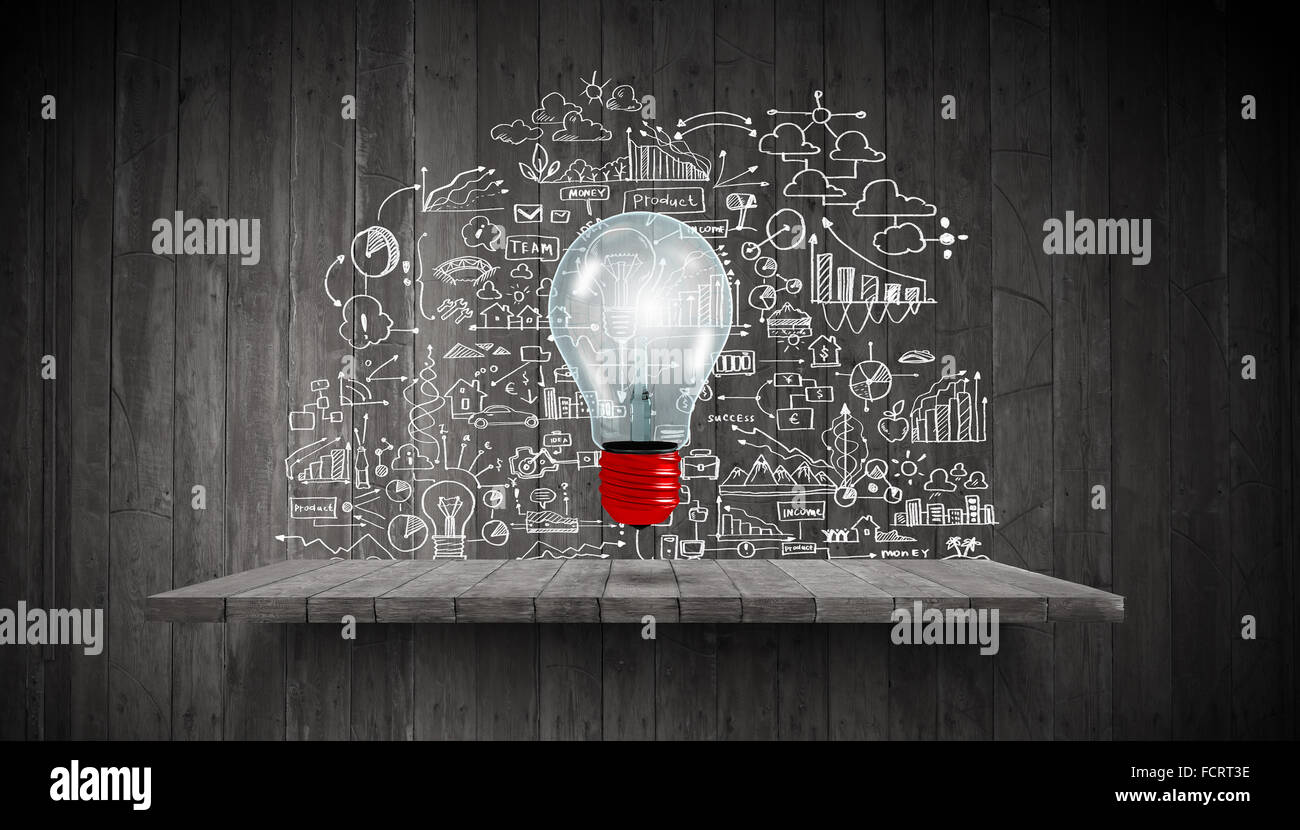 Light bulb and drawing business strategy at background Stock Photo - Alamy