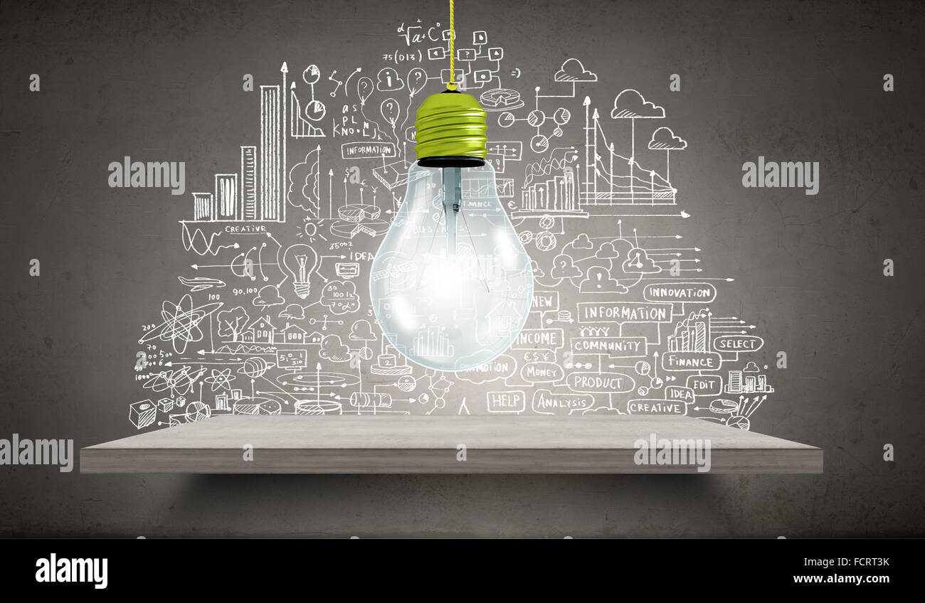 Light bulb and drawing business strategy at background Stock Photo - Alamy