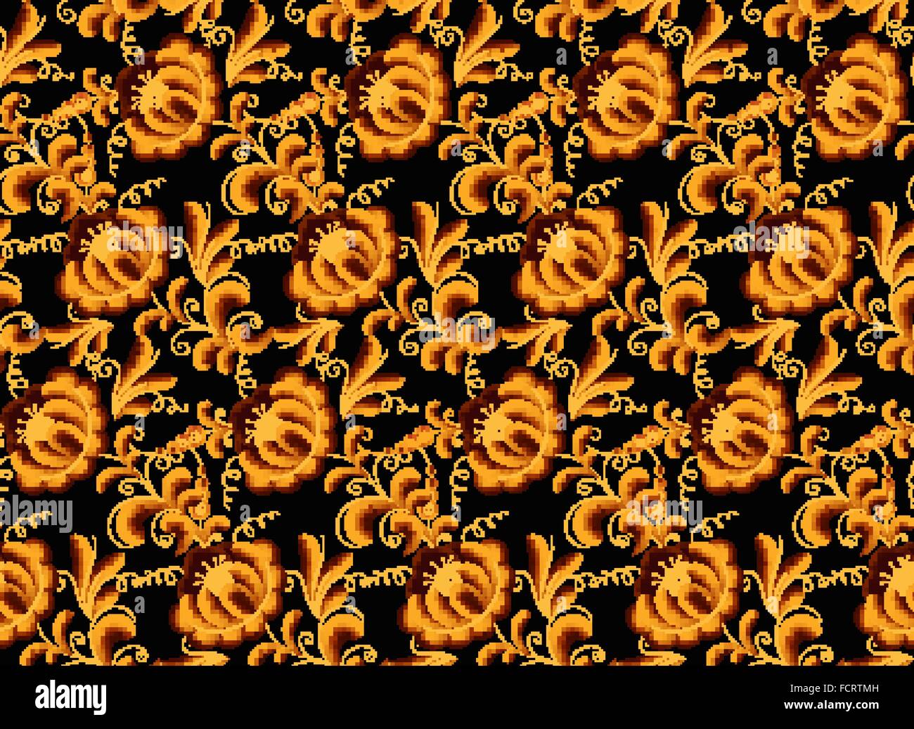 Vector floral pattern in Russian hohloma style Stock Vector Image & Art ...