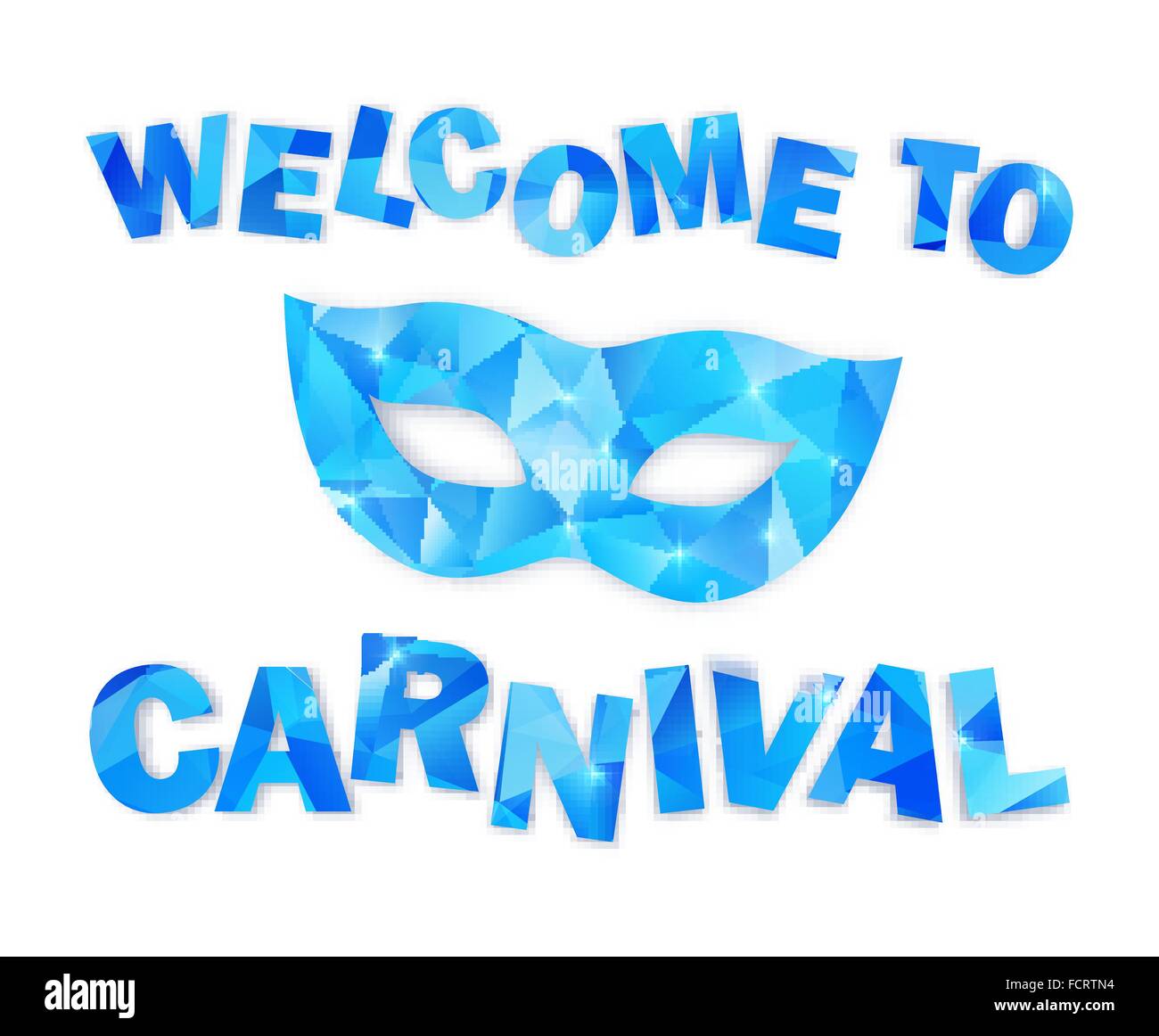 Blue triangles carnival mask and sign Welcome to Carnival Stock Vector ...