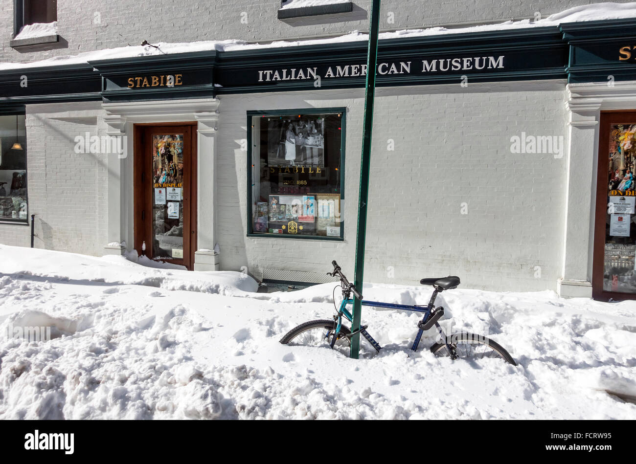 Italian American Museum after the Blizzard of January 2016 Stock Photo ...