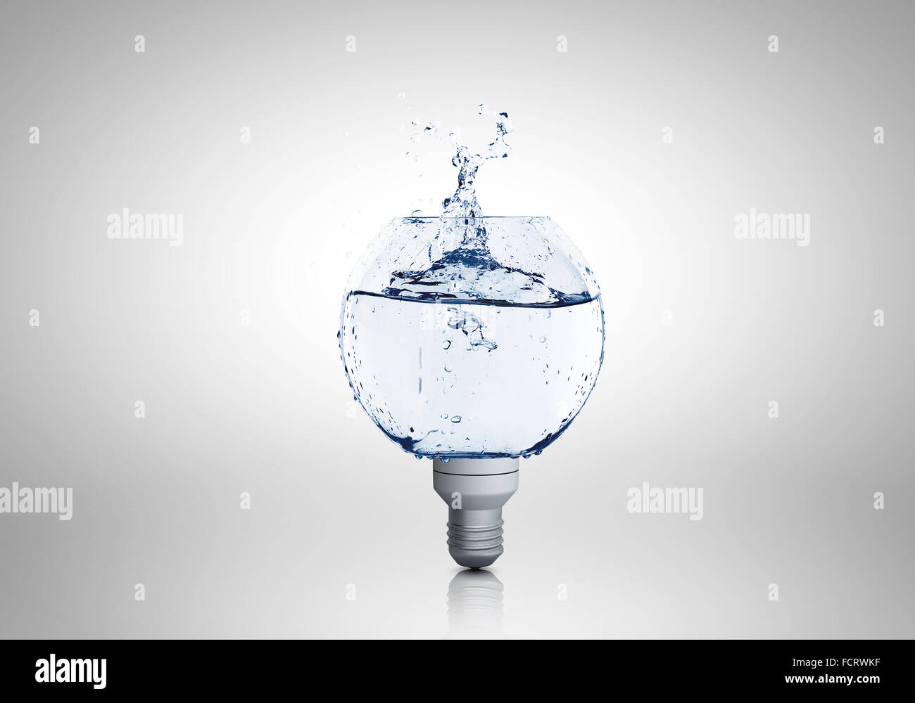 Conceptual image with light bulb filled with clear water Stock Photo ...