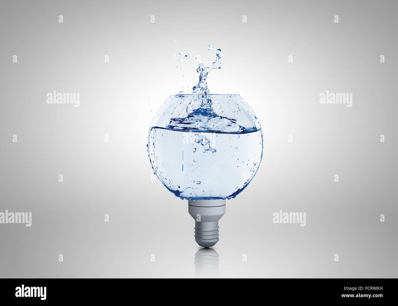 Conceptual image with light bulb filled with clear water Stock Photo ...