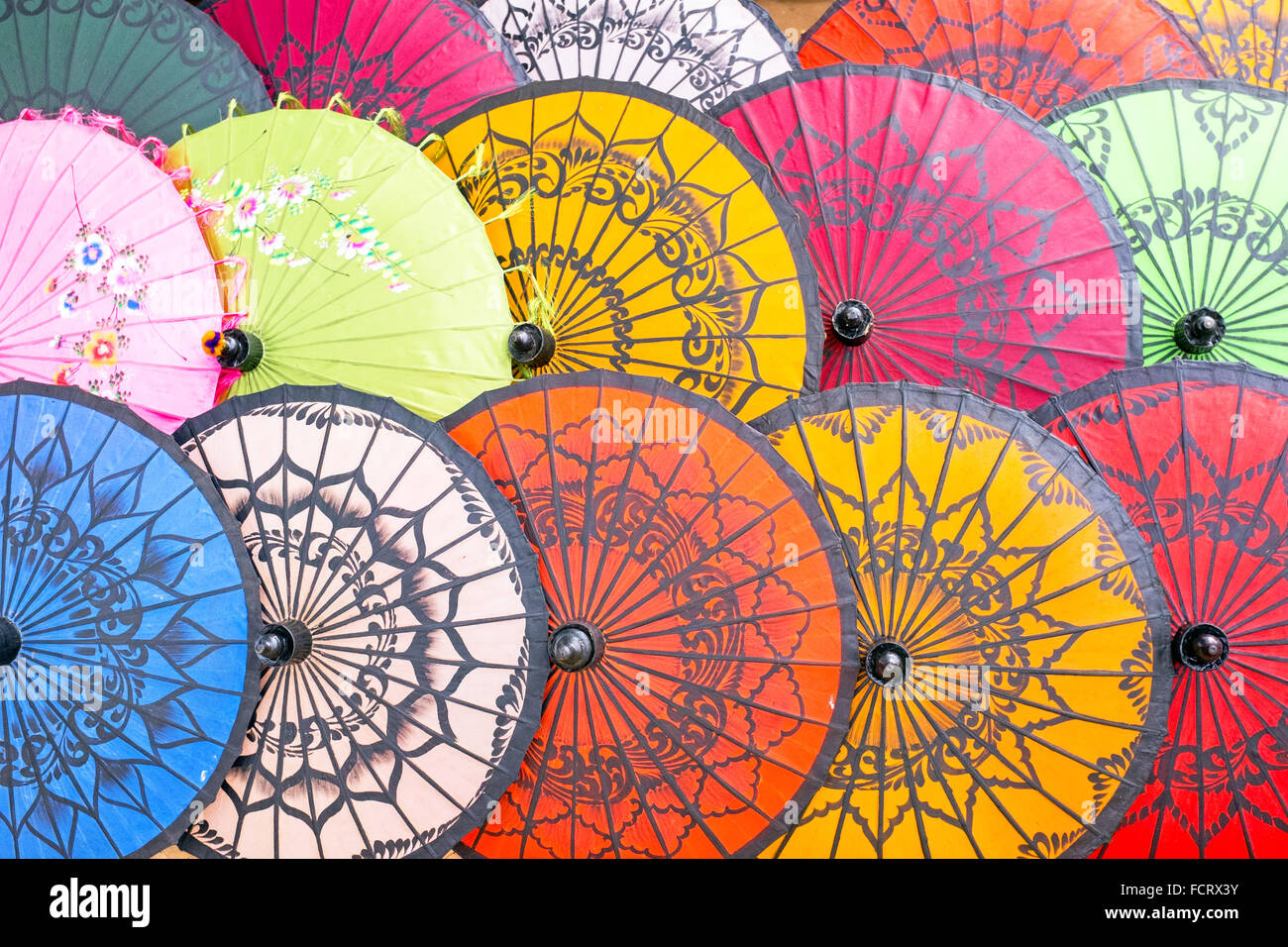 Colorful paper parasols,paper umbrella Stock Photo - Alamy