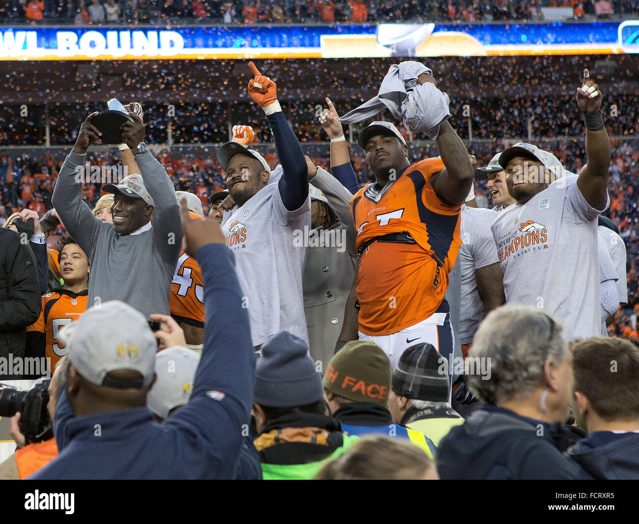 Denver, Colorado, USA. 24th Jan, 2016. Broncos celebrate during the ...