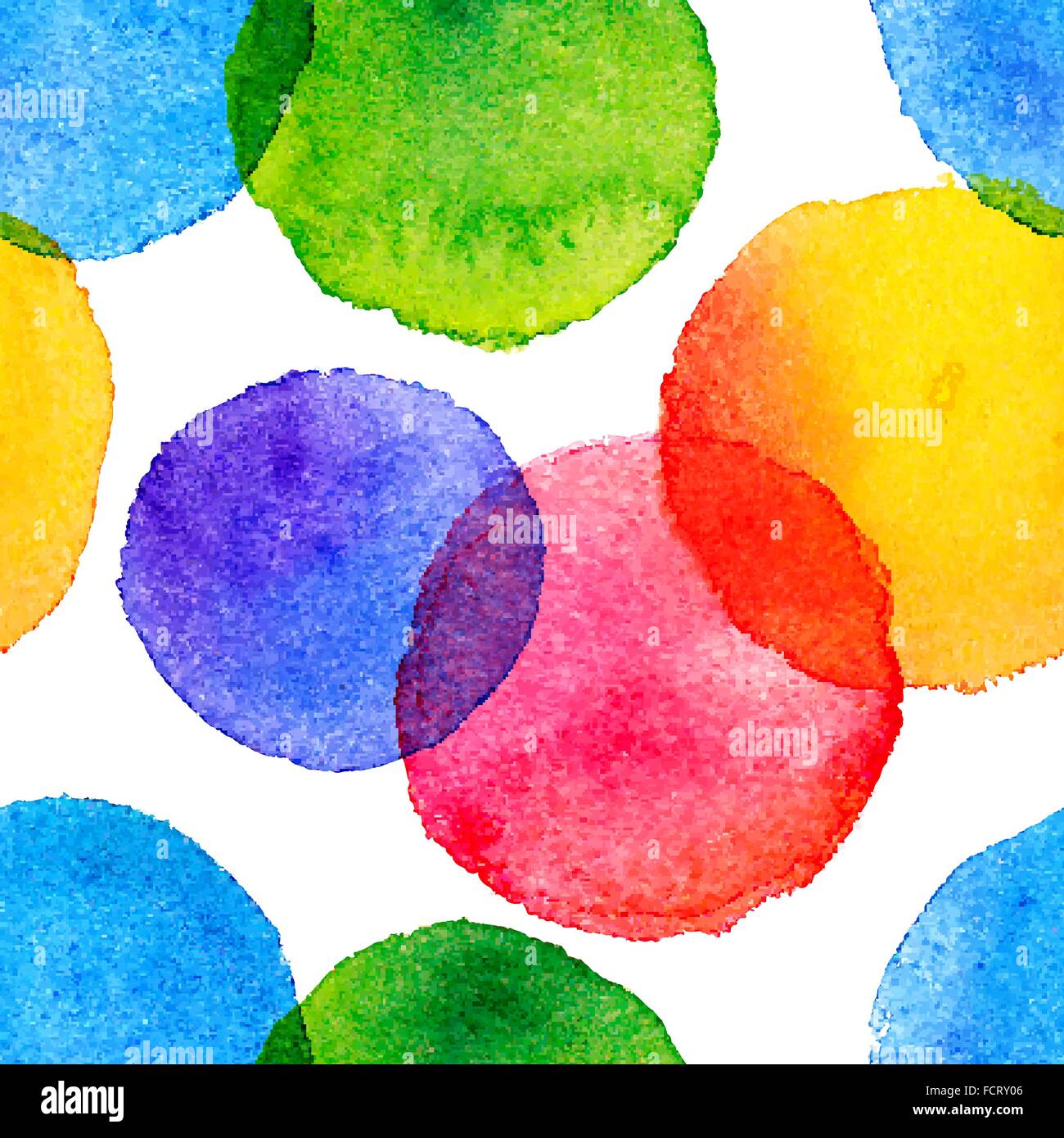 Bright rainbow colors watercolor painted circles seamless pattern Stock ...
