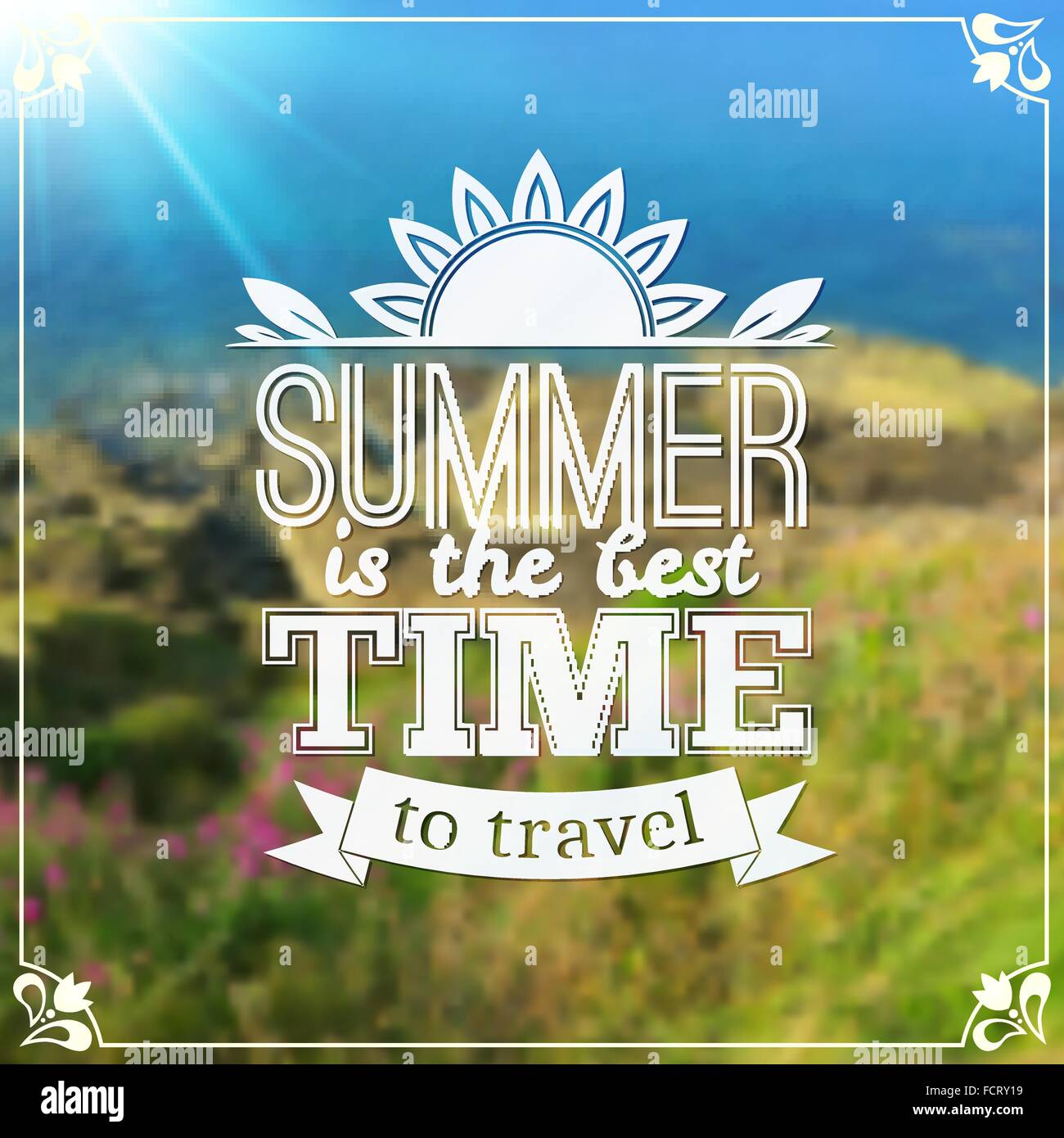 Typography travel design on blurred photo background Stock Vector Image ...