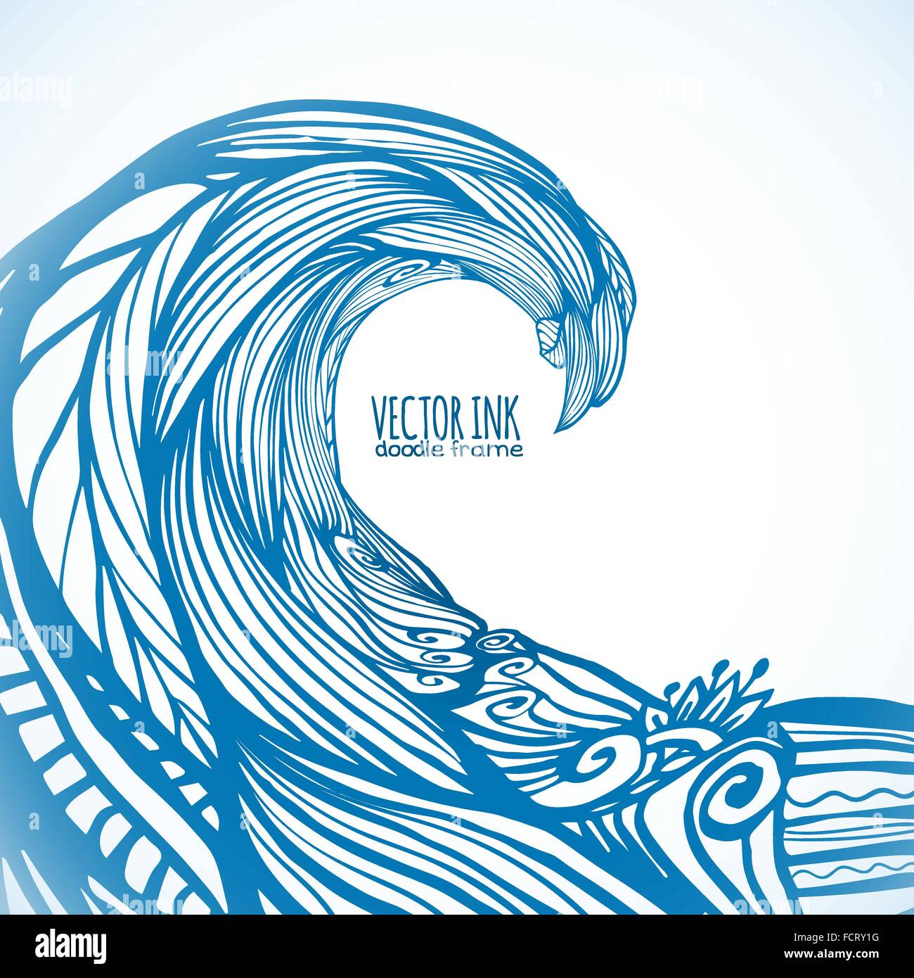 Blue ornate doodle wave, vector background Stock Vector Image & Art - Alamy