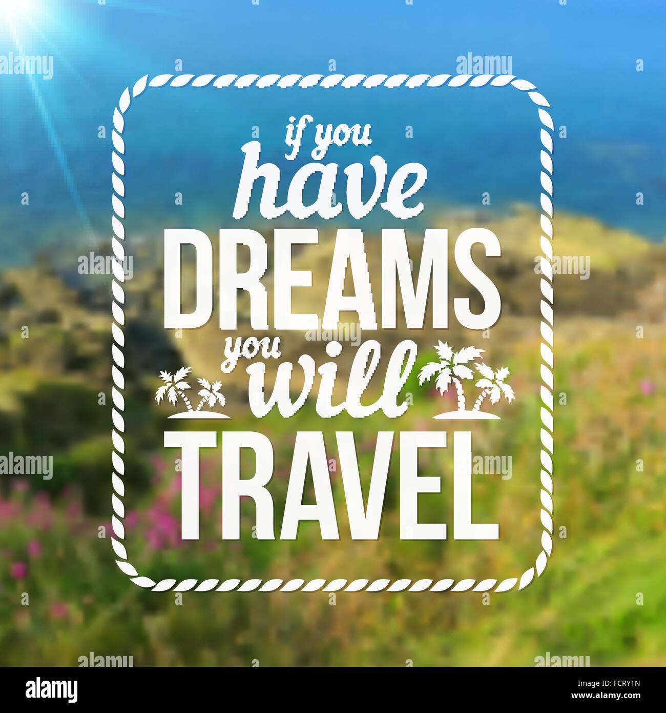 Typography travel design on blurred photo background Stock Vector Image ...