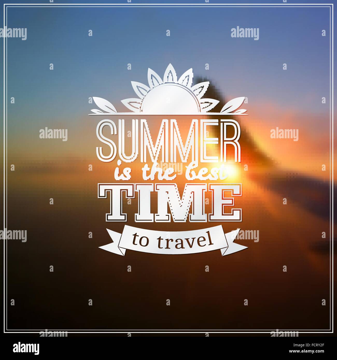 Summer time typography design on blurred sky background Stock Vector ...