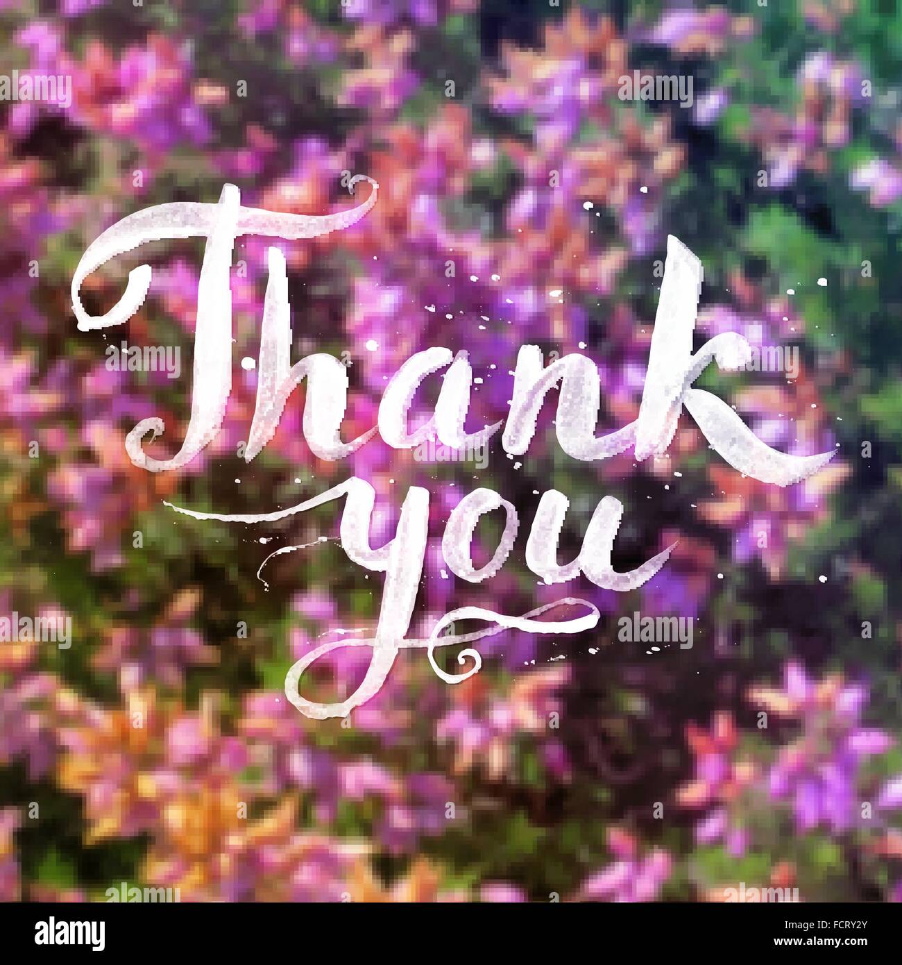 Hand drawn vector calligraphic sign on blurred floral background Stock ...