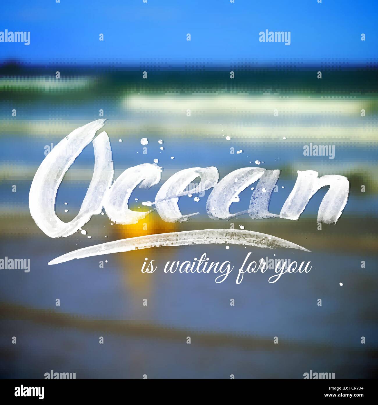 Lettering typography design on blurred ocean background Stock Vector ...