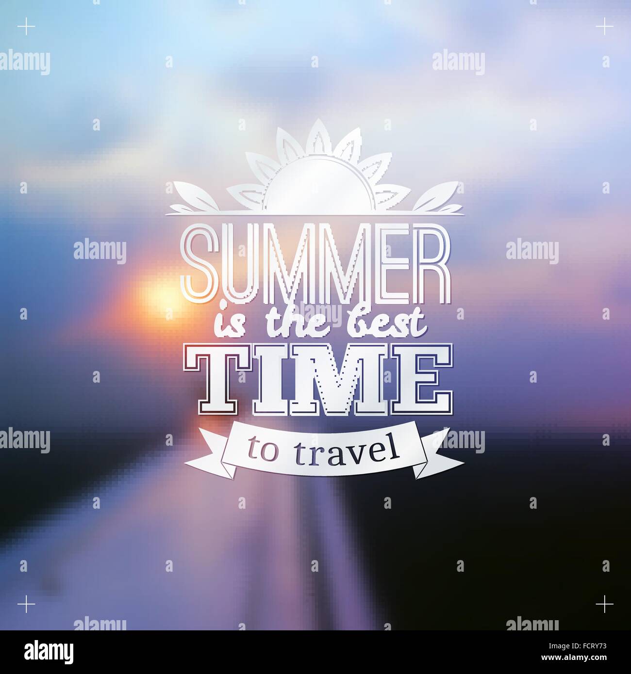 Summer time typography design on blurred sky background Stock Vector ...